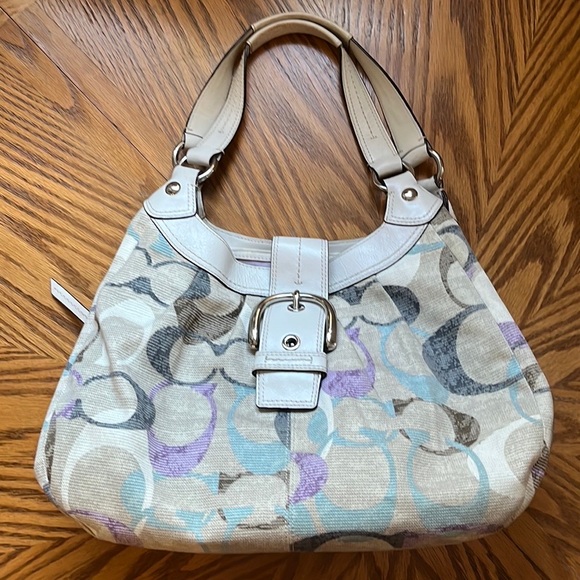 Coach | Bags | Coach Lynn Soho Linen Style Hobo Shoulder Bag Signature ...